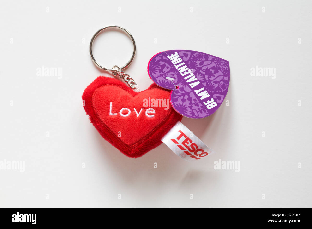 Tesco be my Valentine Love heart-shaped keyring key ring isolated ...