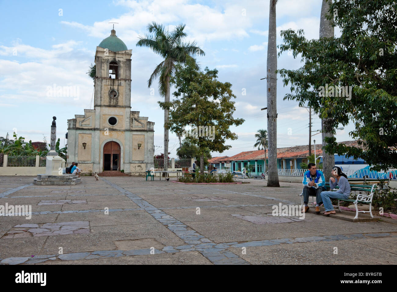 Cuba, Pinar del Rio Region, Viñales (Vinales) Town Plaza and Church ...