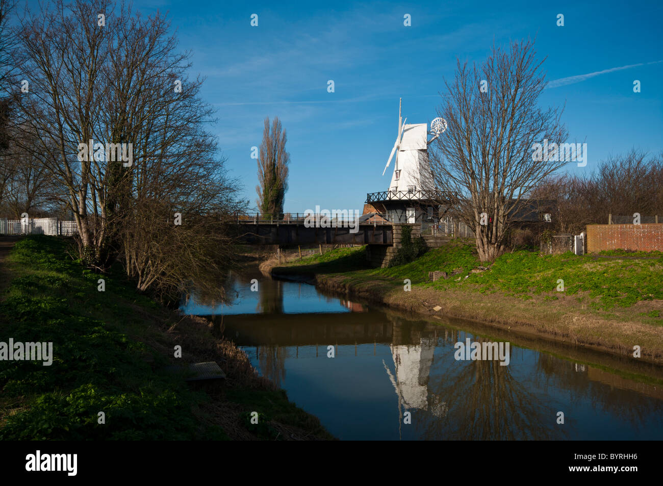 Rye Windmill and its Reflection In The River Tillingham Rye East Sussex ...
