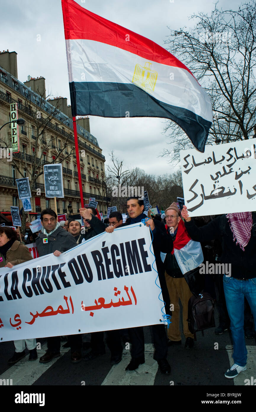 Paris, France, Crowd of Egyptian Demonstrators Protesting Against ...