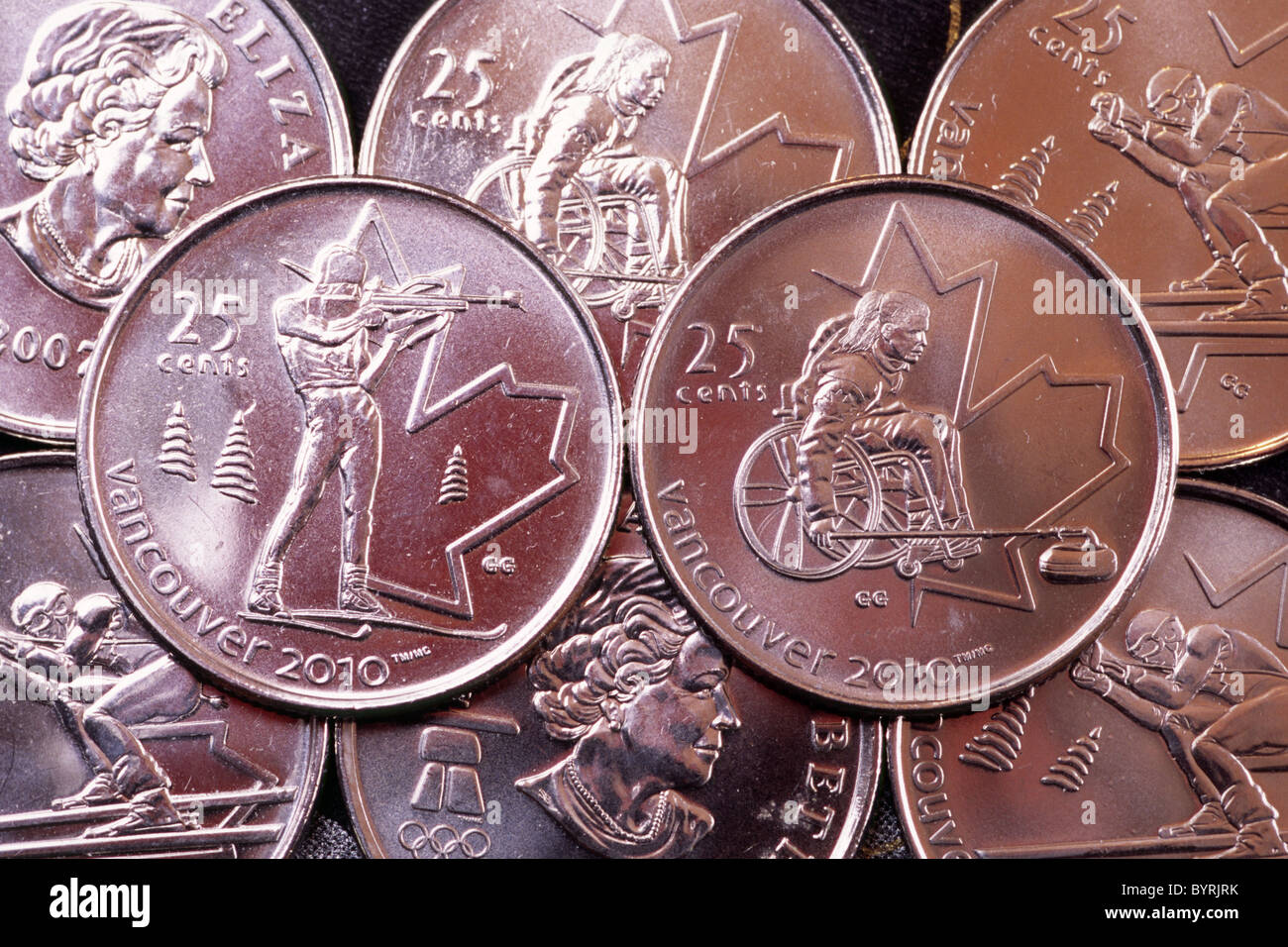 Selection of Canadian quarters minted for the 2010 Winter Olympics in ...