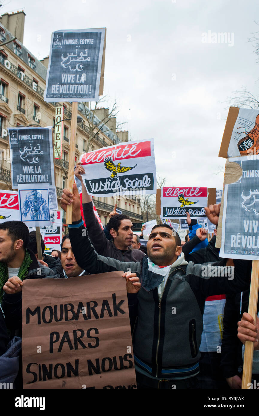 Paris, France, Crowd people Marching Street, Egyptian Demonstrators ...
