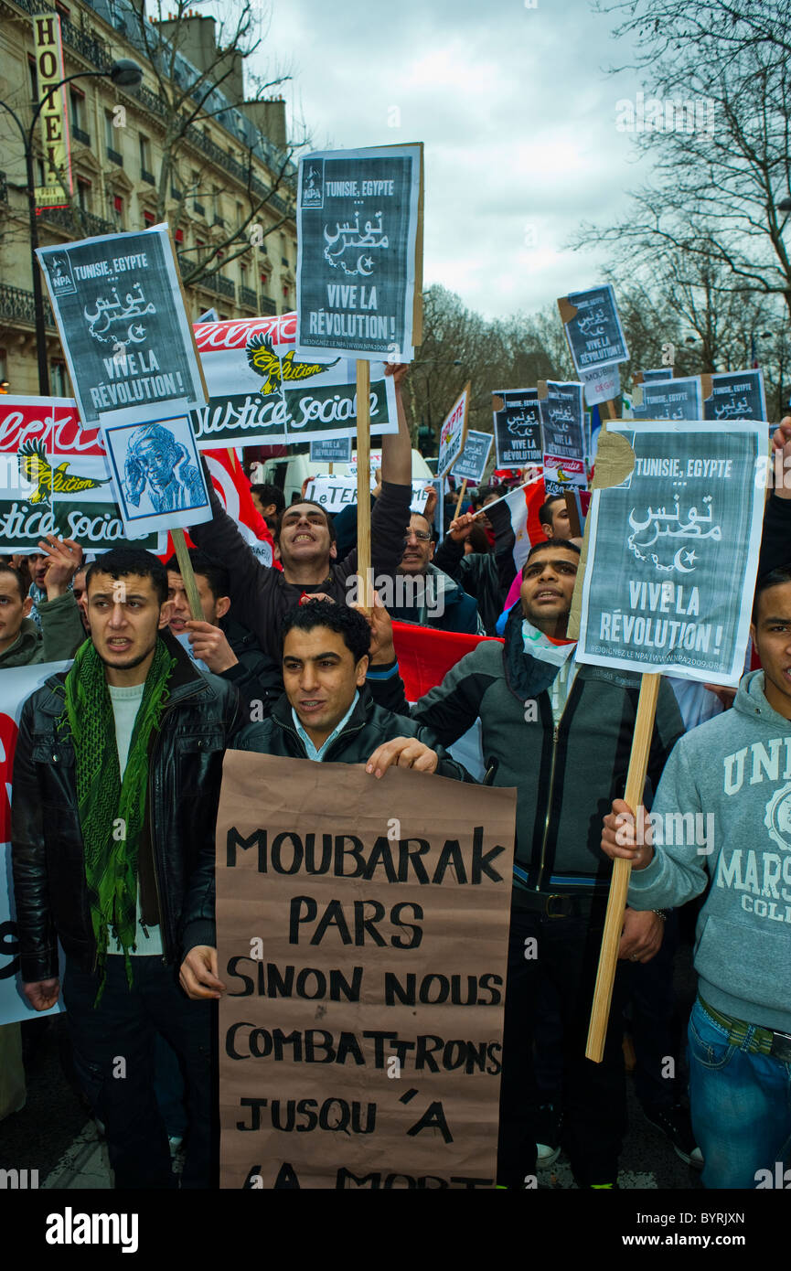 Paris, France, Egyptian Demonstrators, "Arab Spring", Crowd Protesting ...