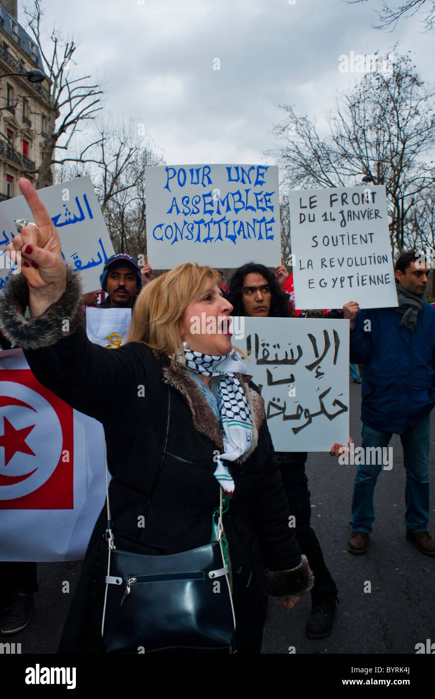 Paris, France, Female Egyptian Demonstrators Protesting Against ex ...