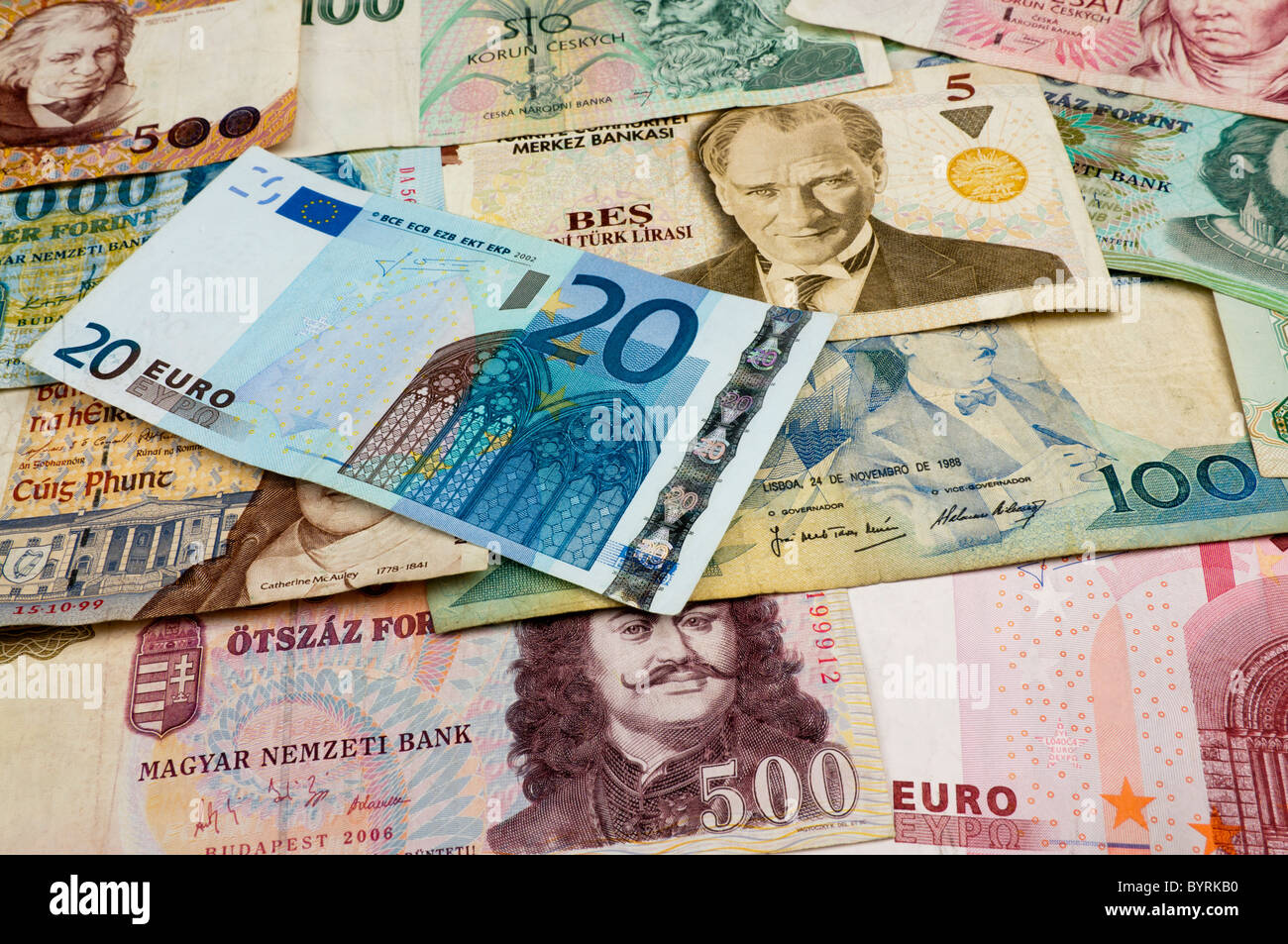 Selection of bank notes from European countries Stock Photo - Alamy