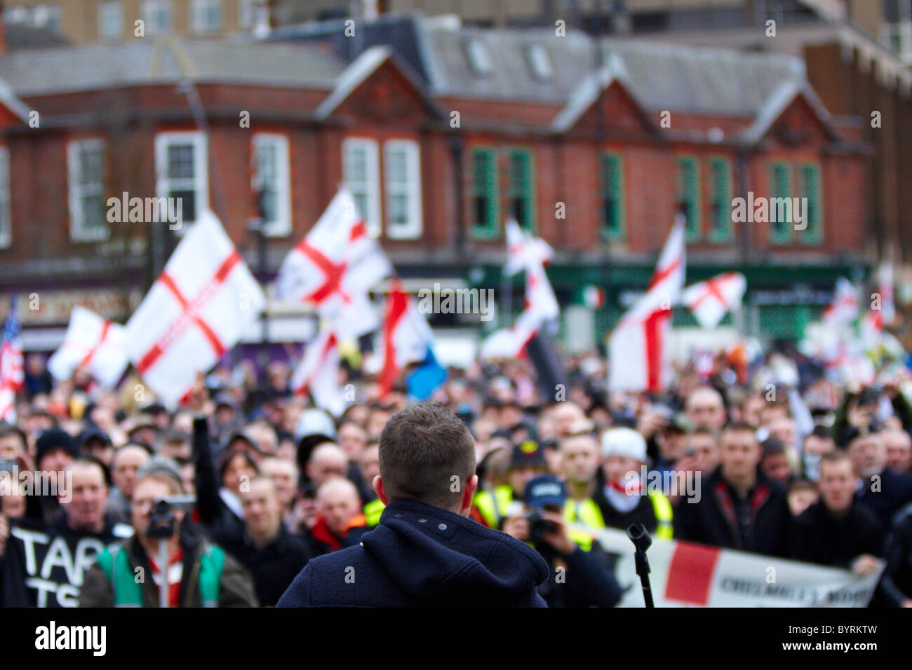 Stephen Lennon, leader of the English defence League (EDL), during a ...