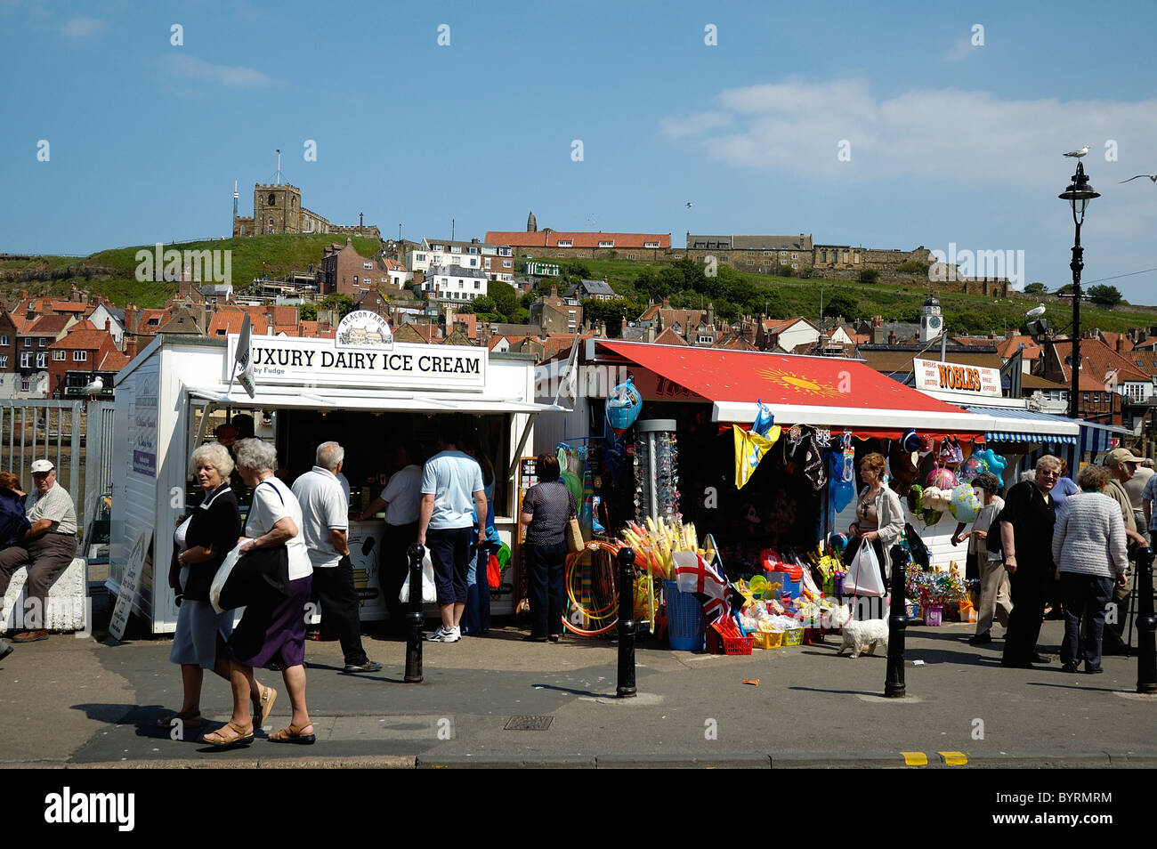 Whitby seaside stalls north Yorkshire england uk Stock Photo - Alamy