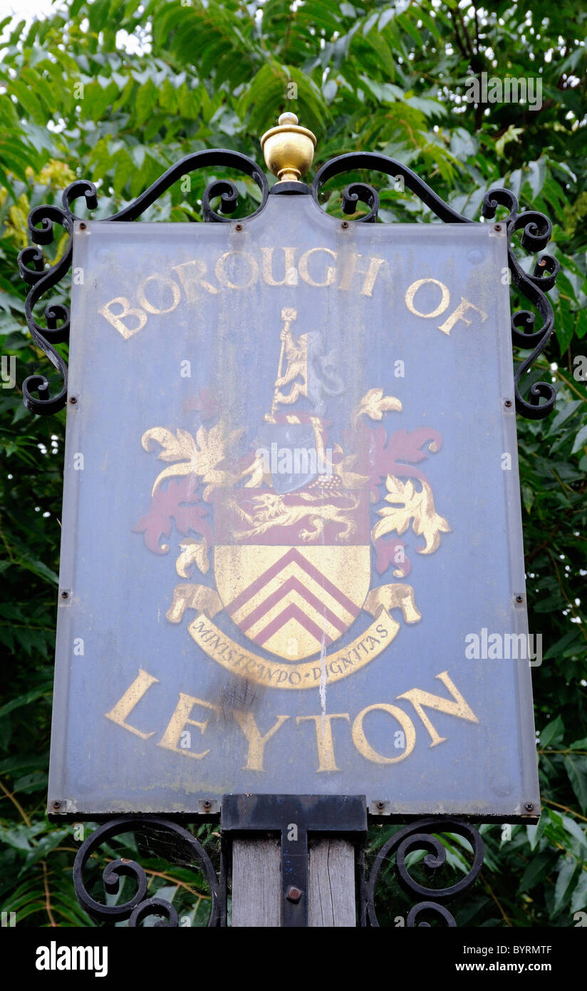 Old municipal sign for the Borough of Leyton London England UK Stock ...