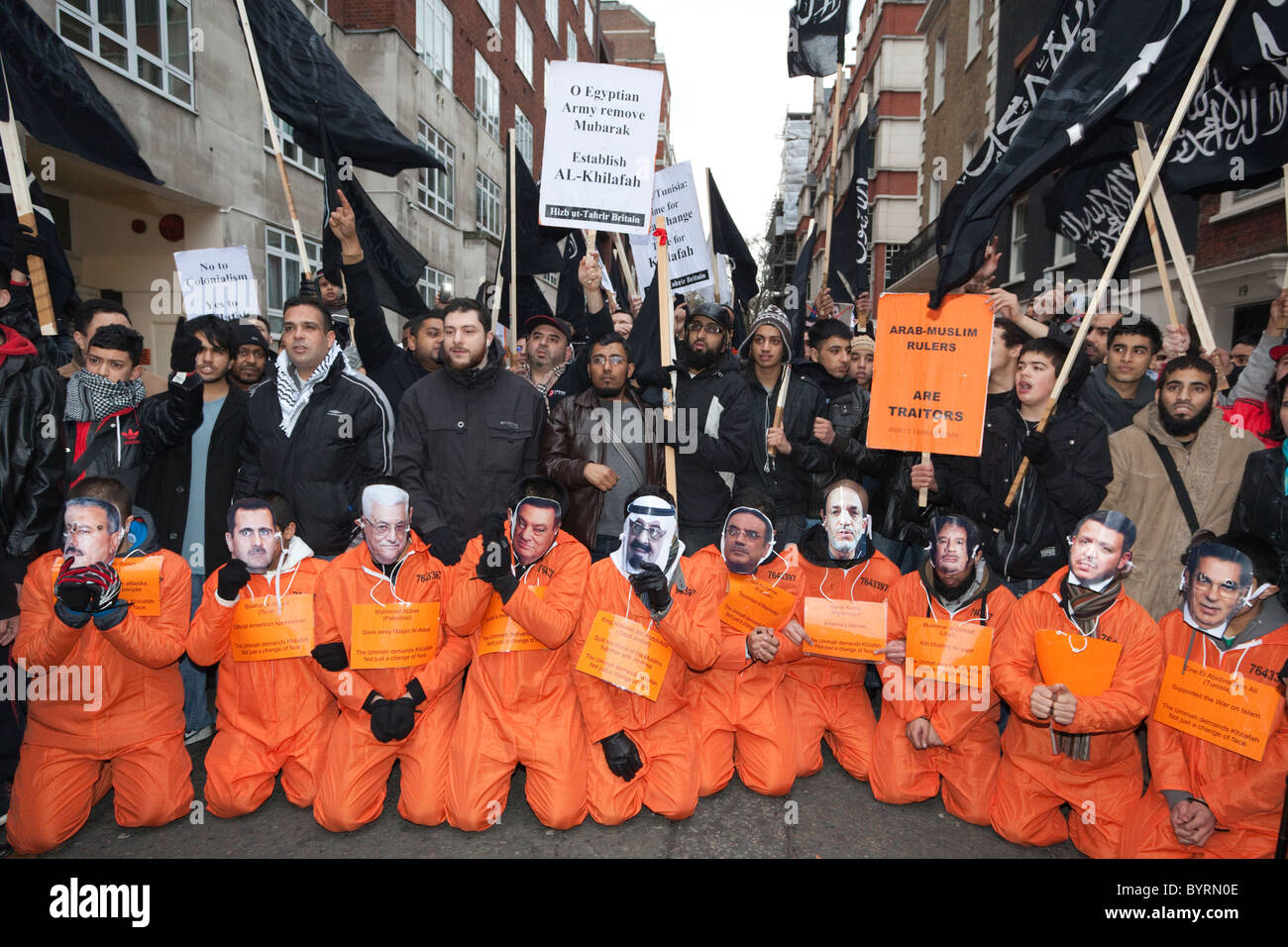 LONDON, ENGLAND - Anti-Mubarak Protest in Central London by members of ...