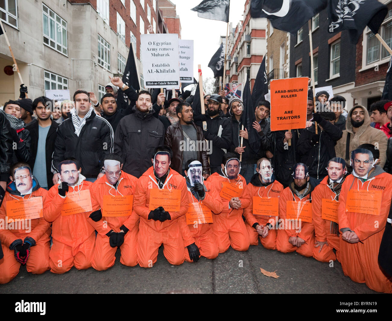 LONDON, ENGLAND - Anti-Mubarak Protest in Central London by members of ...