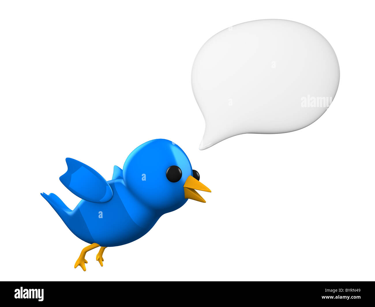 Conceptual famous blue bird shouting latest update, isolated on white ...
