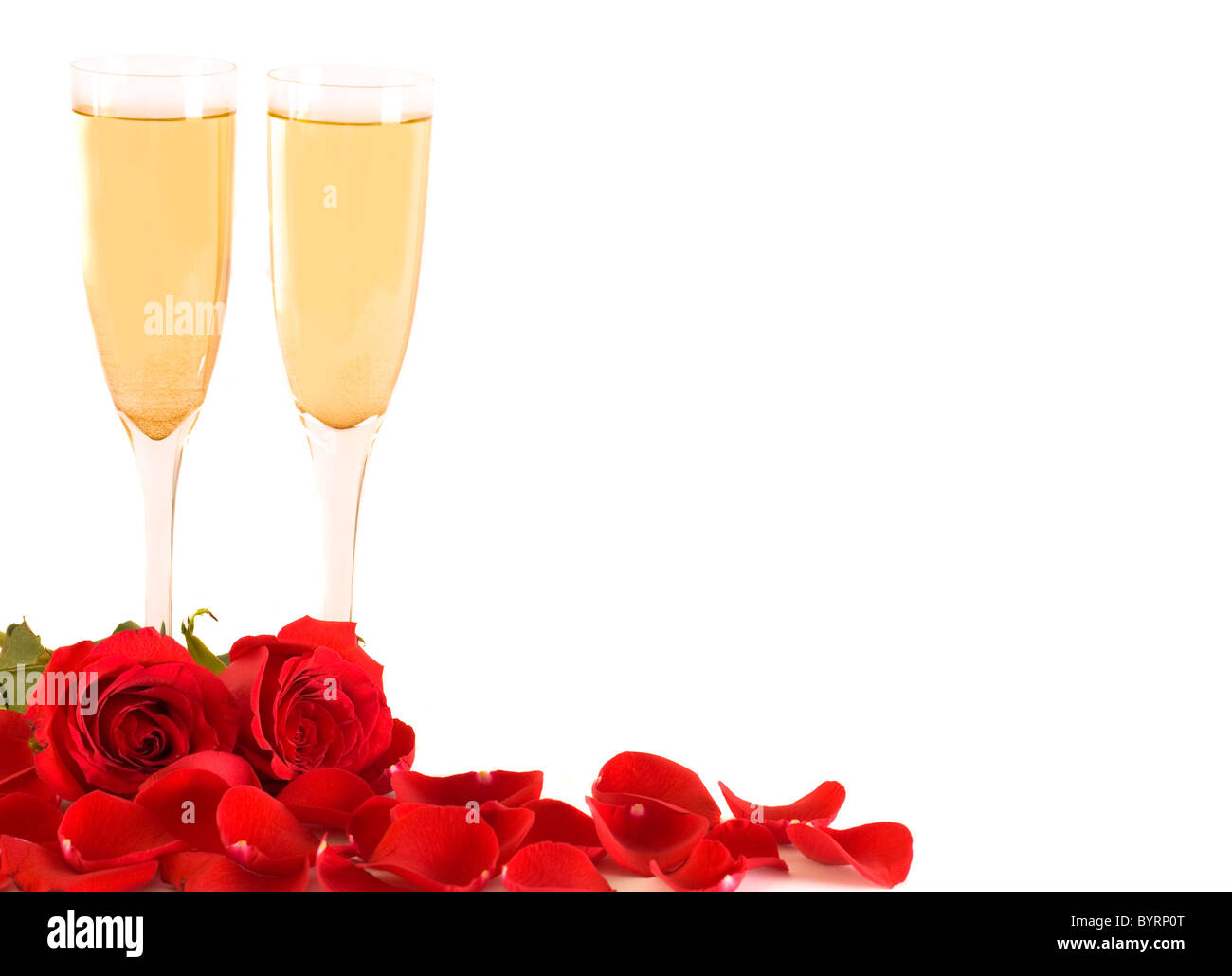 Champagne and red roses Stock Photo - Alamy