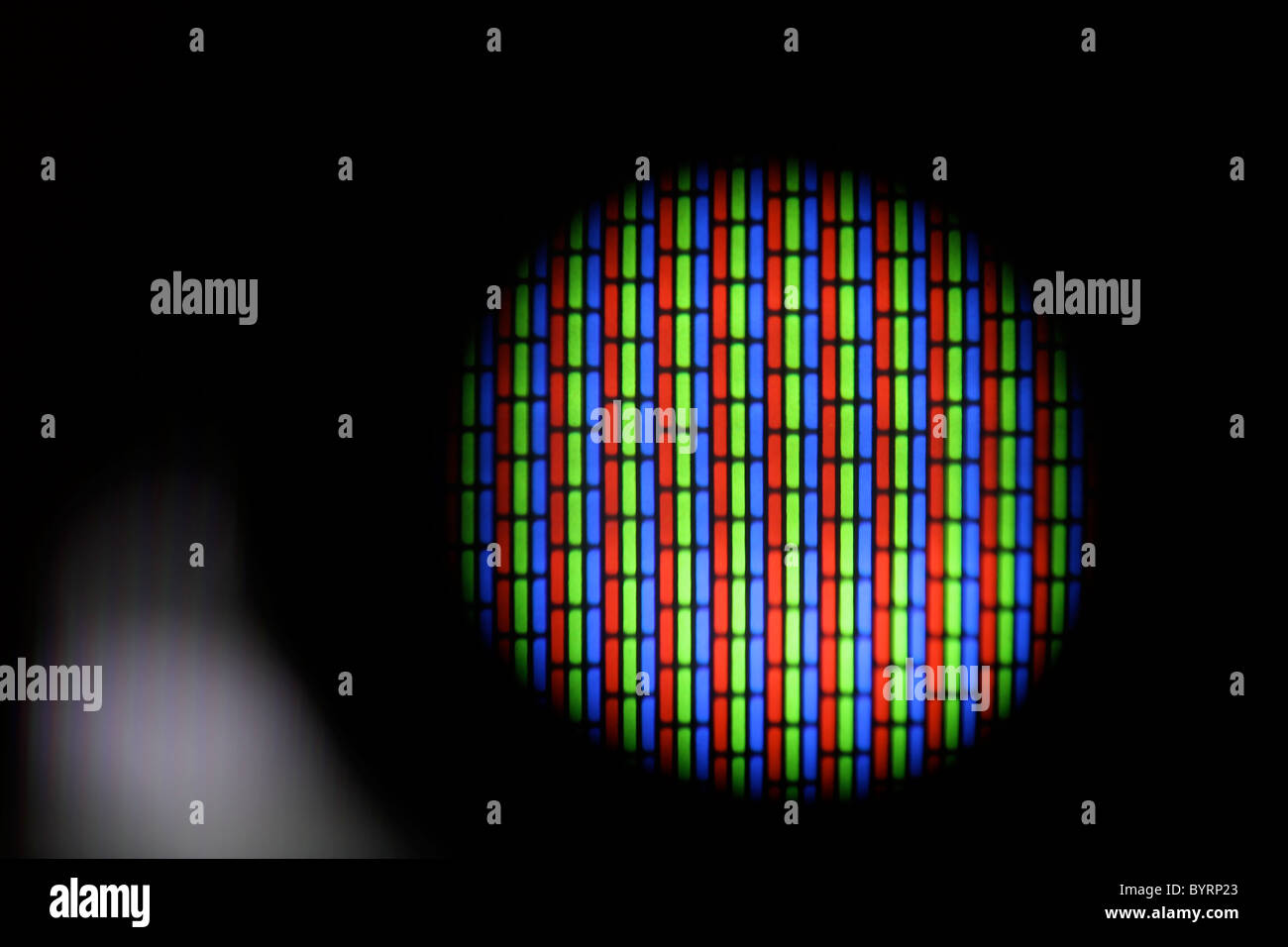 Closeup of the pixels on an 80's Curtis Mathes television, magnified ...