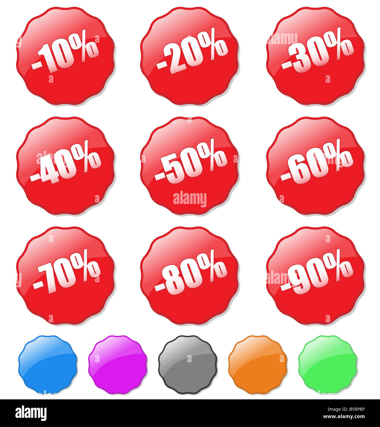 Collection of colored discount tags with percent numbers. Easy to edit ...