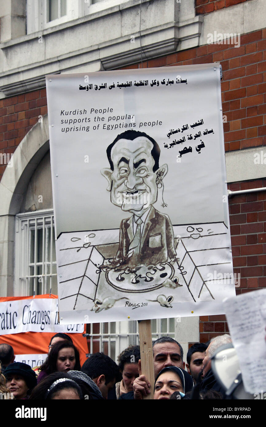 Kurdish support banner at Egyptian Embassy protest London Stock Photo ...