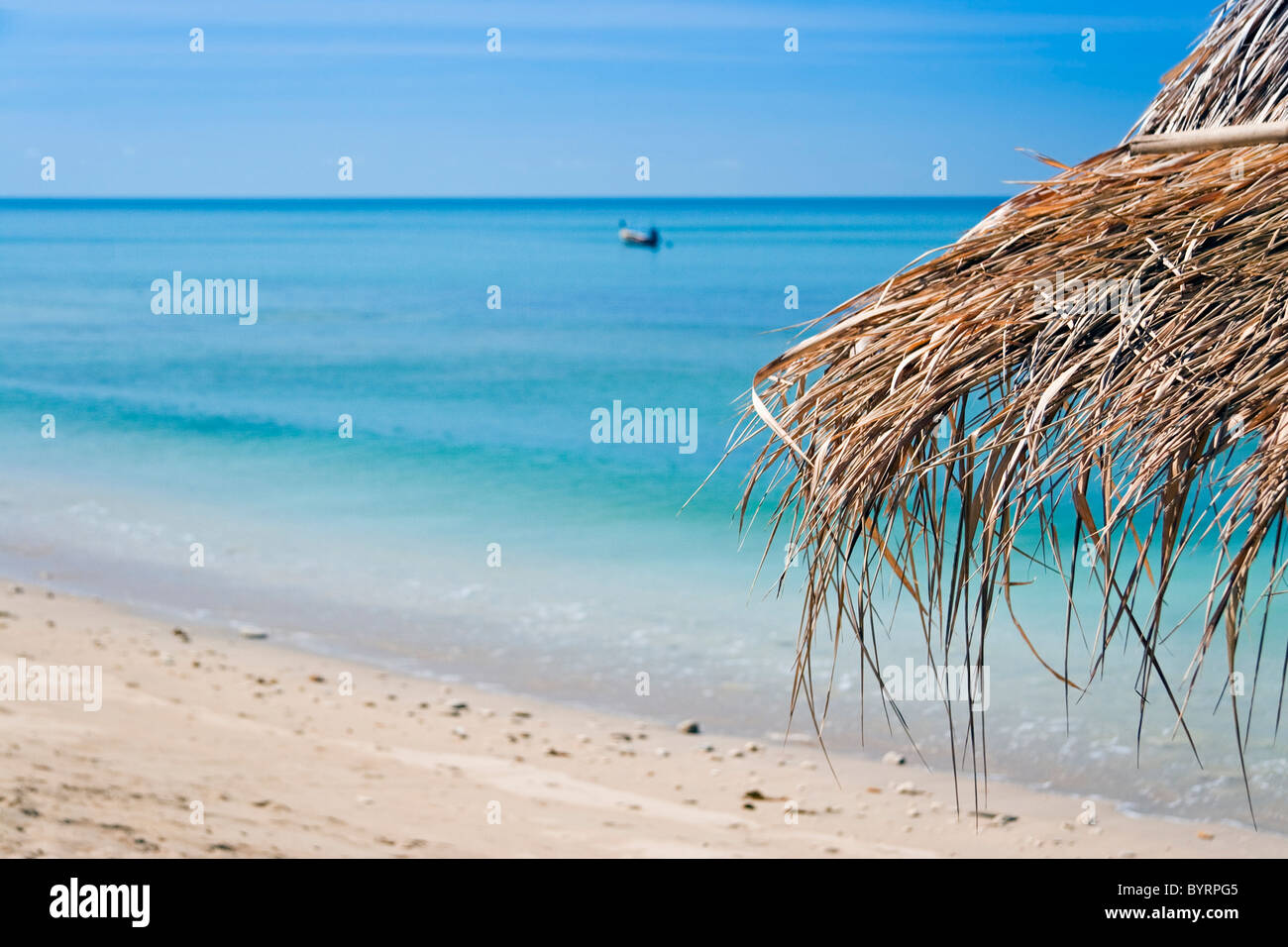 Thatched Parasol and Crystal Blue Sea, Hat Klong Khong (Klong Khong ...