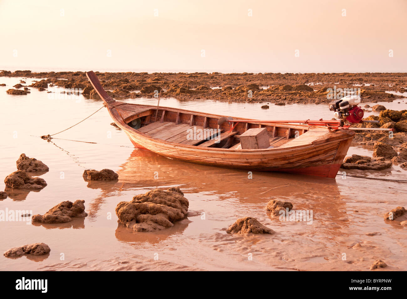 Moored Fishing Boat on Hat Klong Khong (Klong Khong Beach), Ko Lanta ...