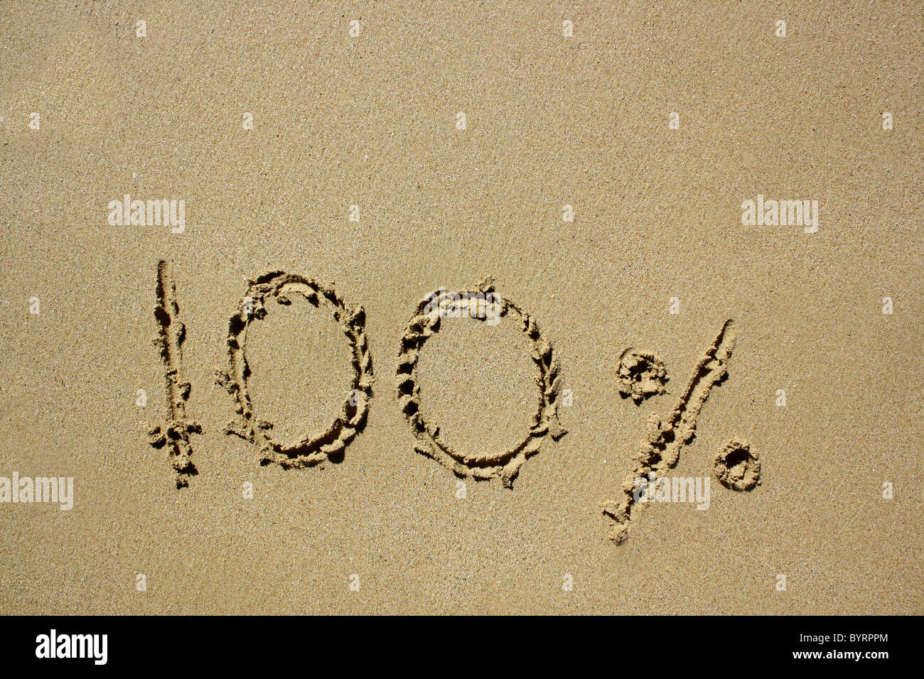 "100%" written out in wet sand. Please see my collection for more ...