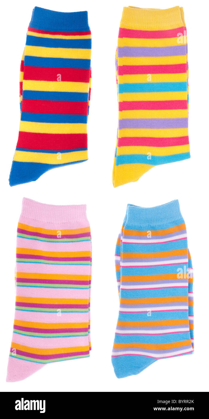 bright and colorful pairs of socks isolated on white background Stock ...