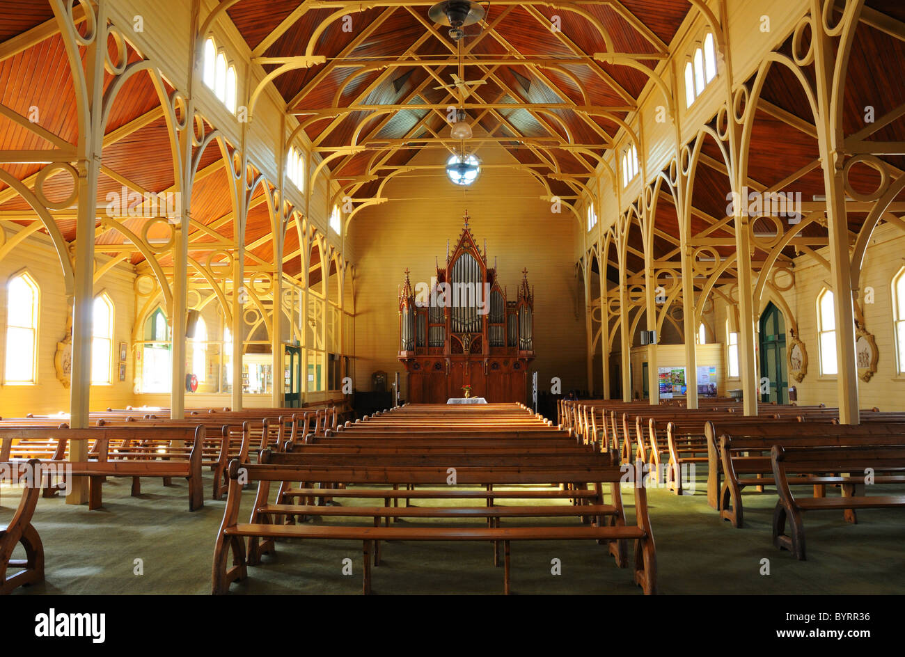 The interior of St Kilians wooden church in Bendigo Australia Stock ...