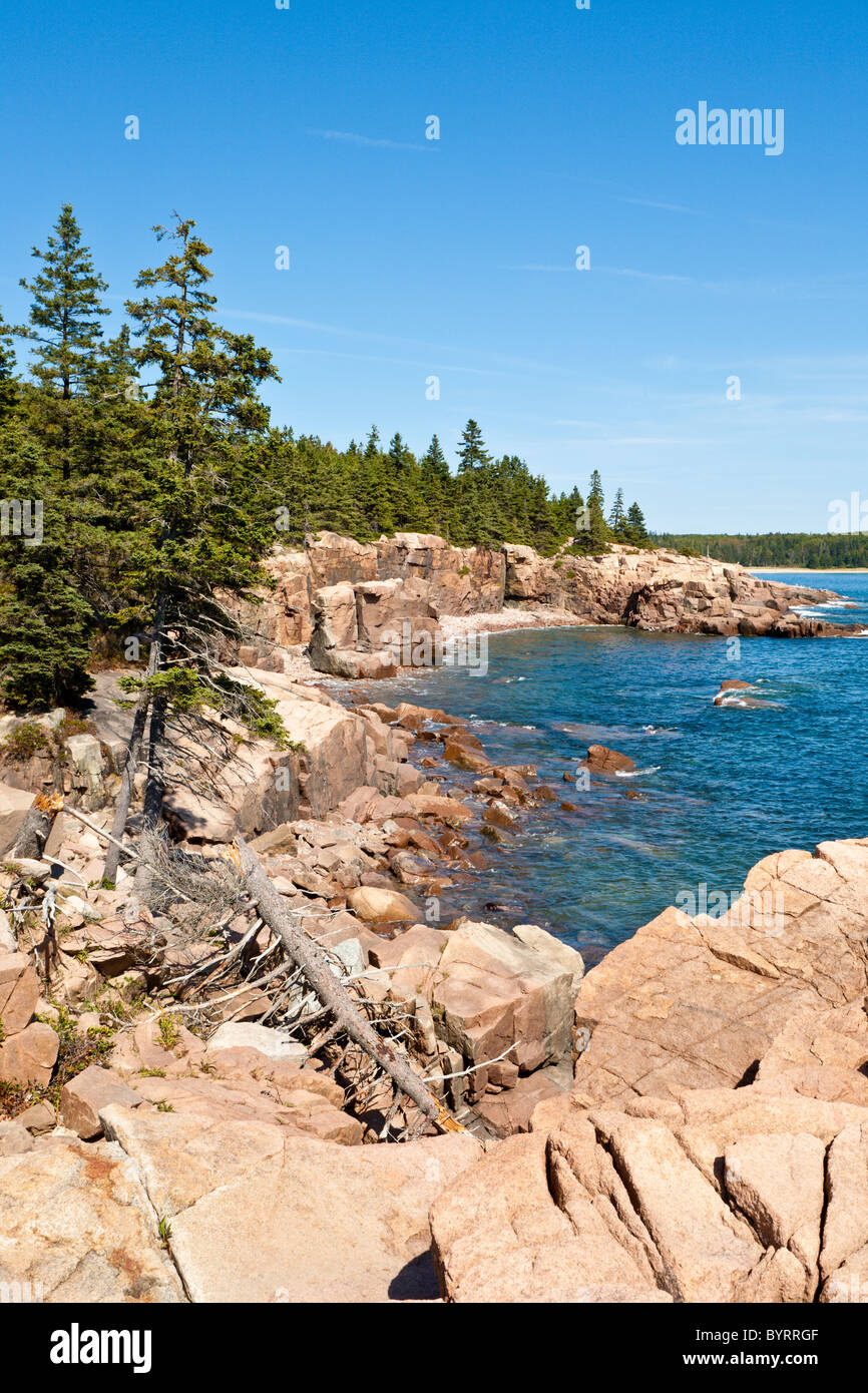 Rocky coastline at Thunder Hole in Acadia National Park near Bar Harbor ...