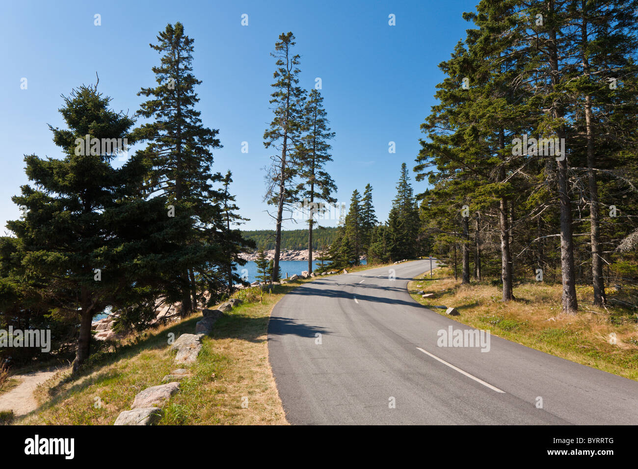 Schooner Head Road, also called Park Loop Road in Acadia National Park ...
