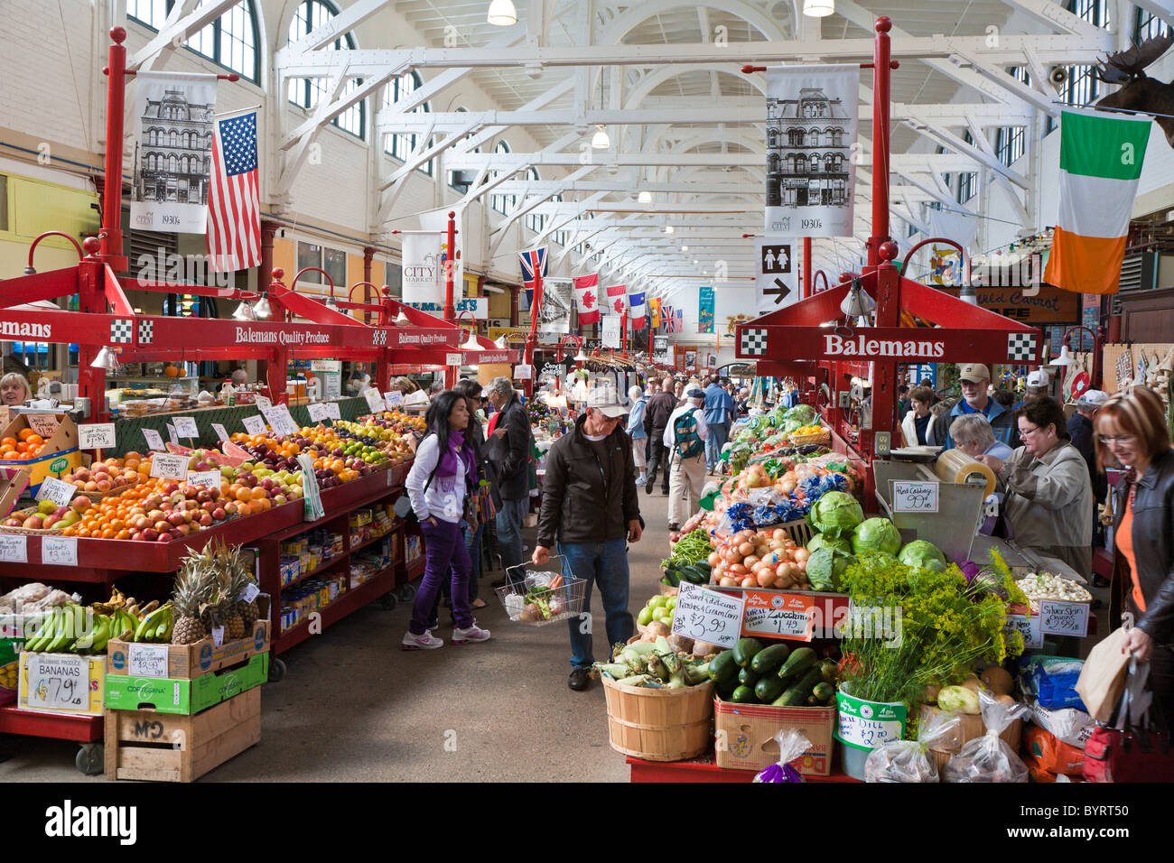Balemans produce stands in City Market in Saint John, New Brunswick ...