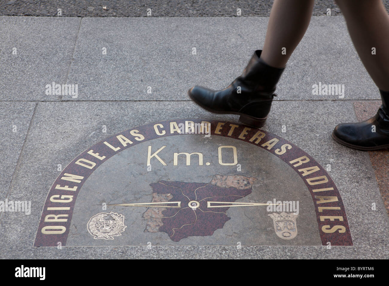 Kilometre Zero in the centre of the Puerta del Sol in Madrid Stock ...