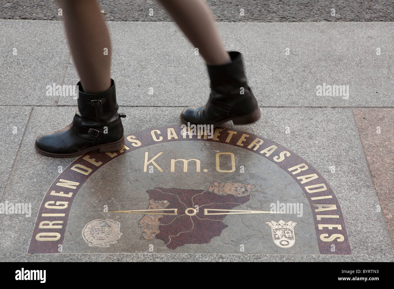 Kilometre Zero in the centre of the Puerta del Sol in Madrid Stock ...