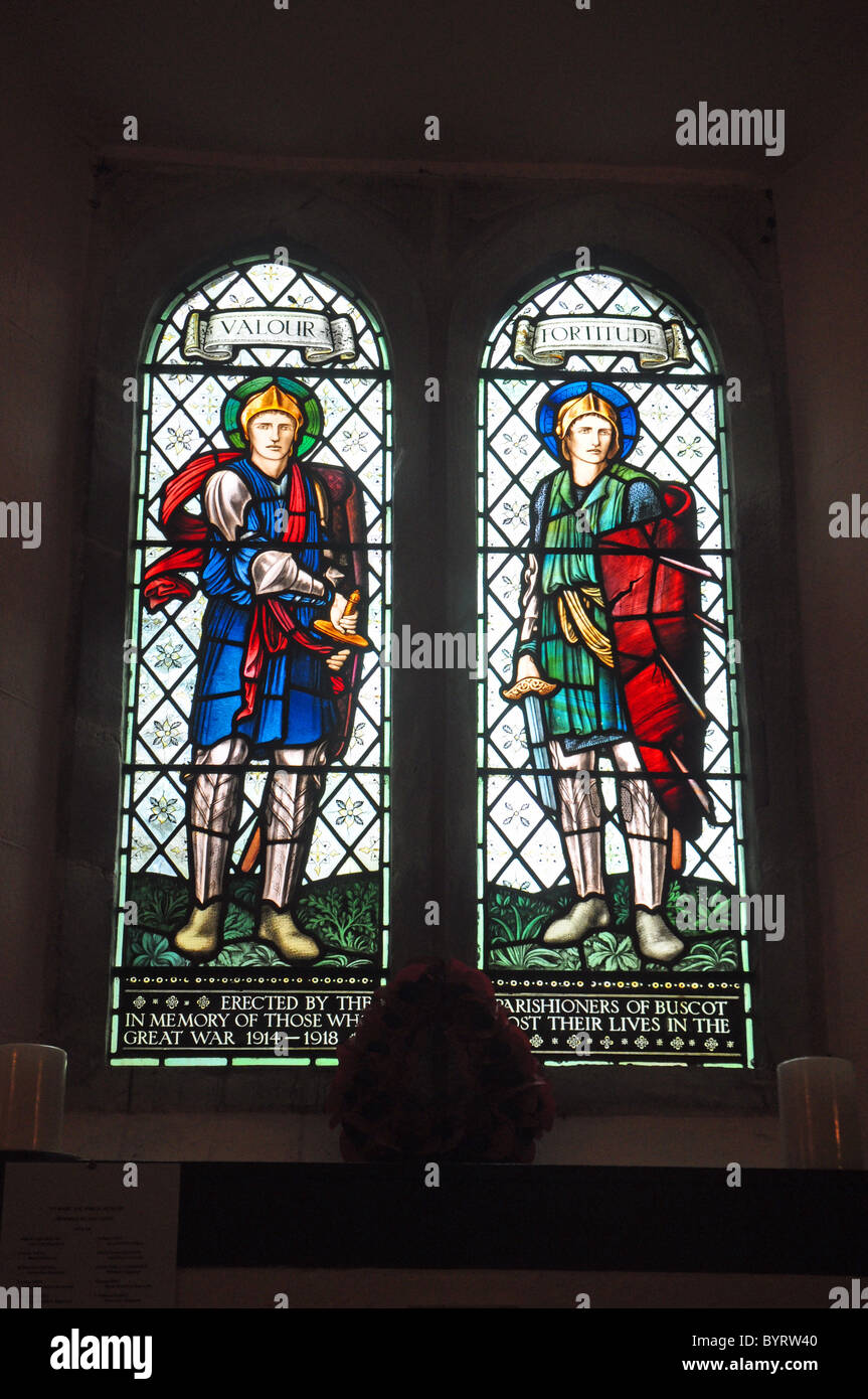 Buscot, Wiltshire, England: stained glass window in the parish church ...