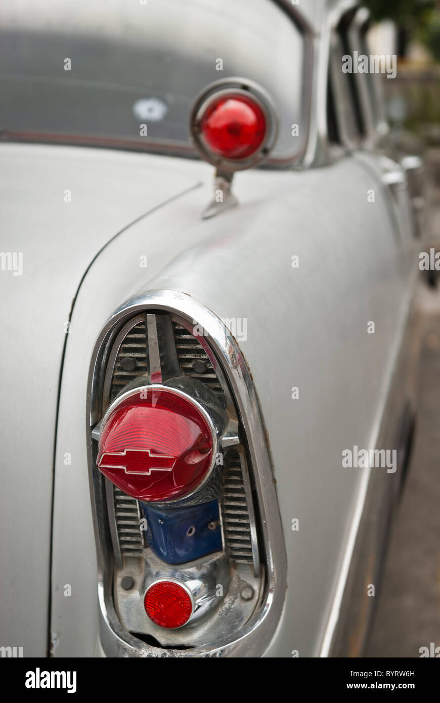 Old car lights on the streets of Holguin, Cuba, Caribbean Stock Photo ...