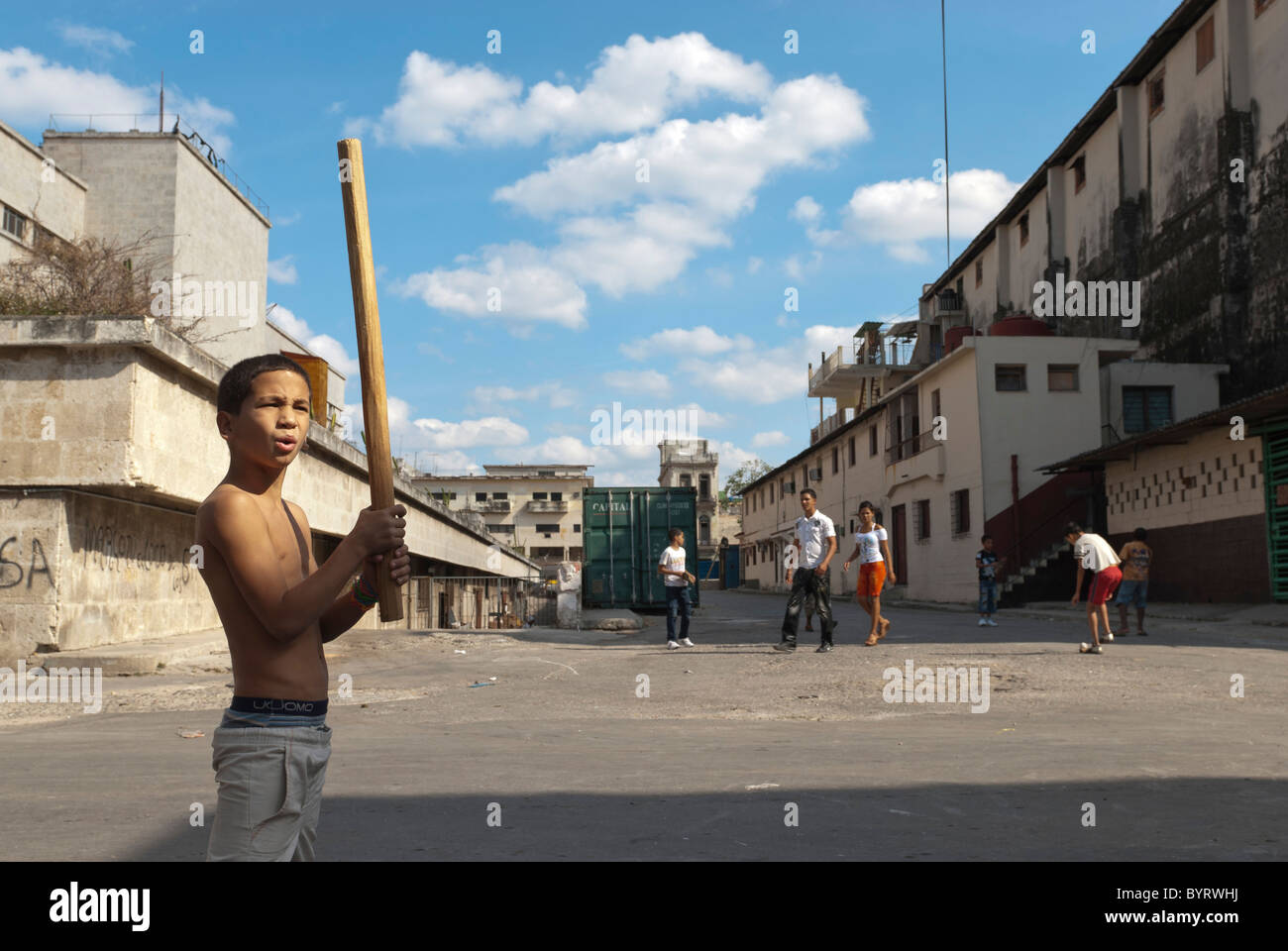 Boys playing baseball in the streets of La Habana, Cuba, Caribbean ...