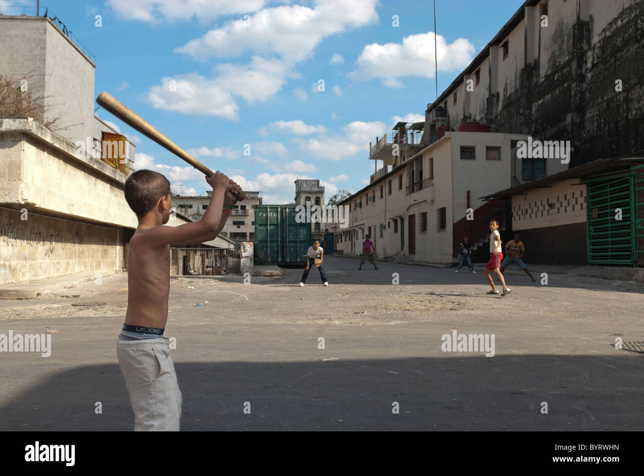 Boys playing baseball in the streets of La Habana, Cuba, Caribbean ...