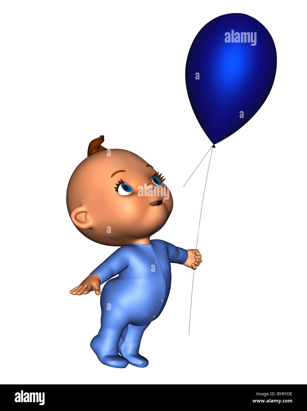 Toon Baby with Blue Balloon Stock Photo - Alamy