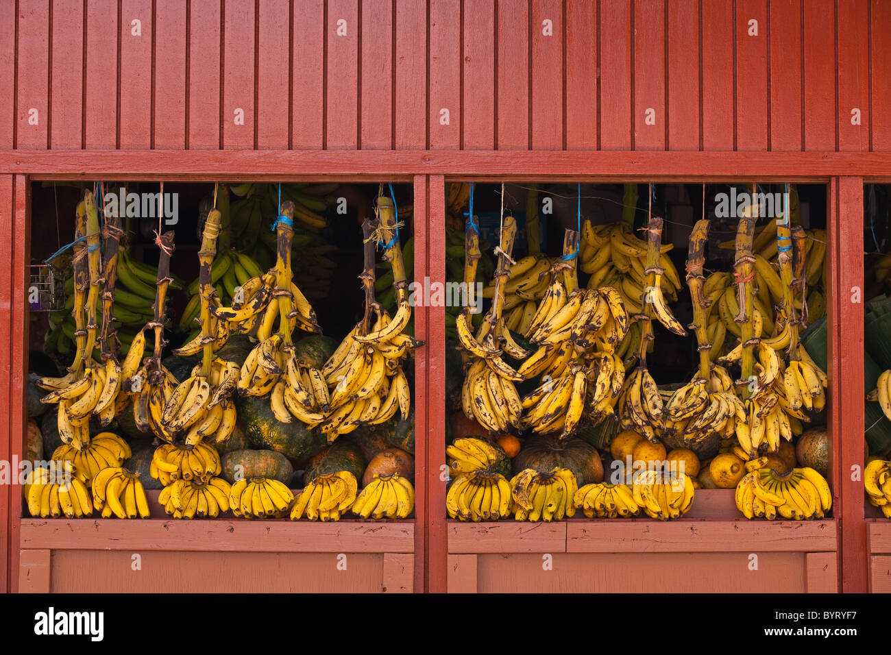 A fruit stand selling bananas and tropical fruit in Puerto Rico Stock ...