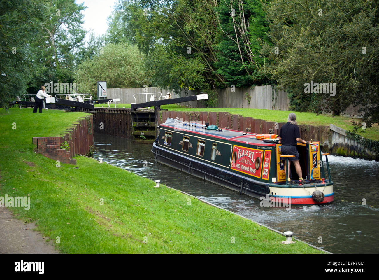 Kennet Avon Canal Newbury Berkshire England UK Narrowboat Ham Lock ...