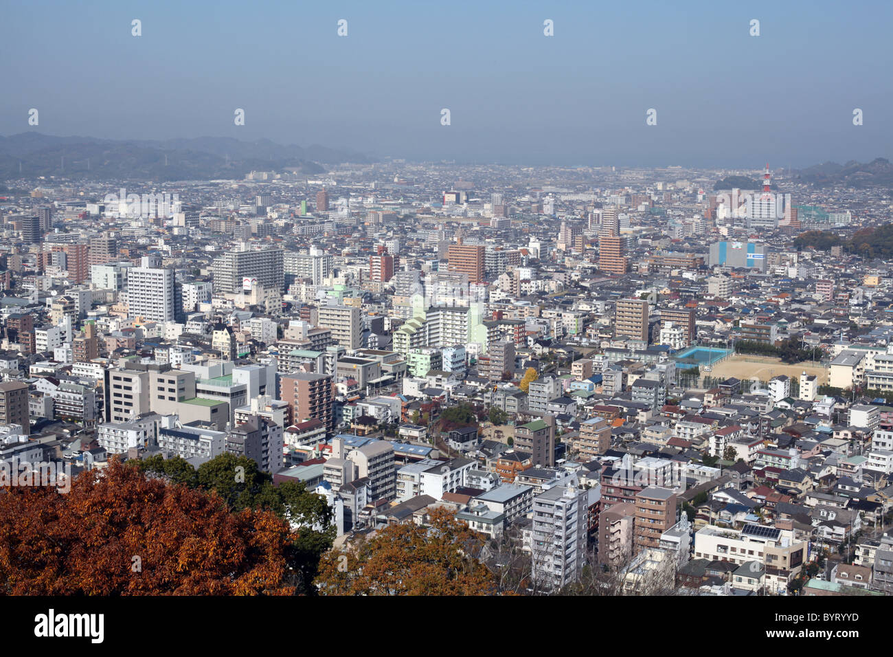 View of the city of Matsuyama, Shikoku, Japan Stock Photo - Alamy