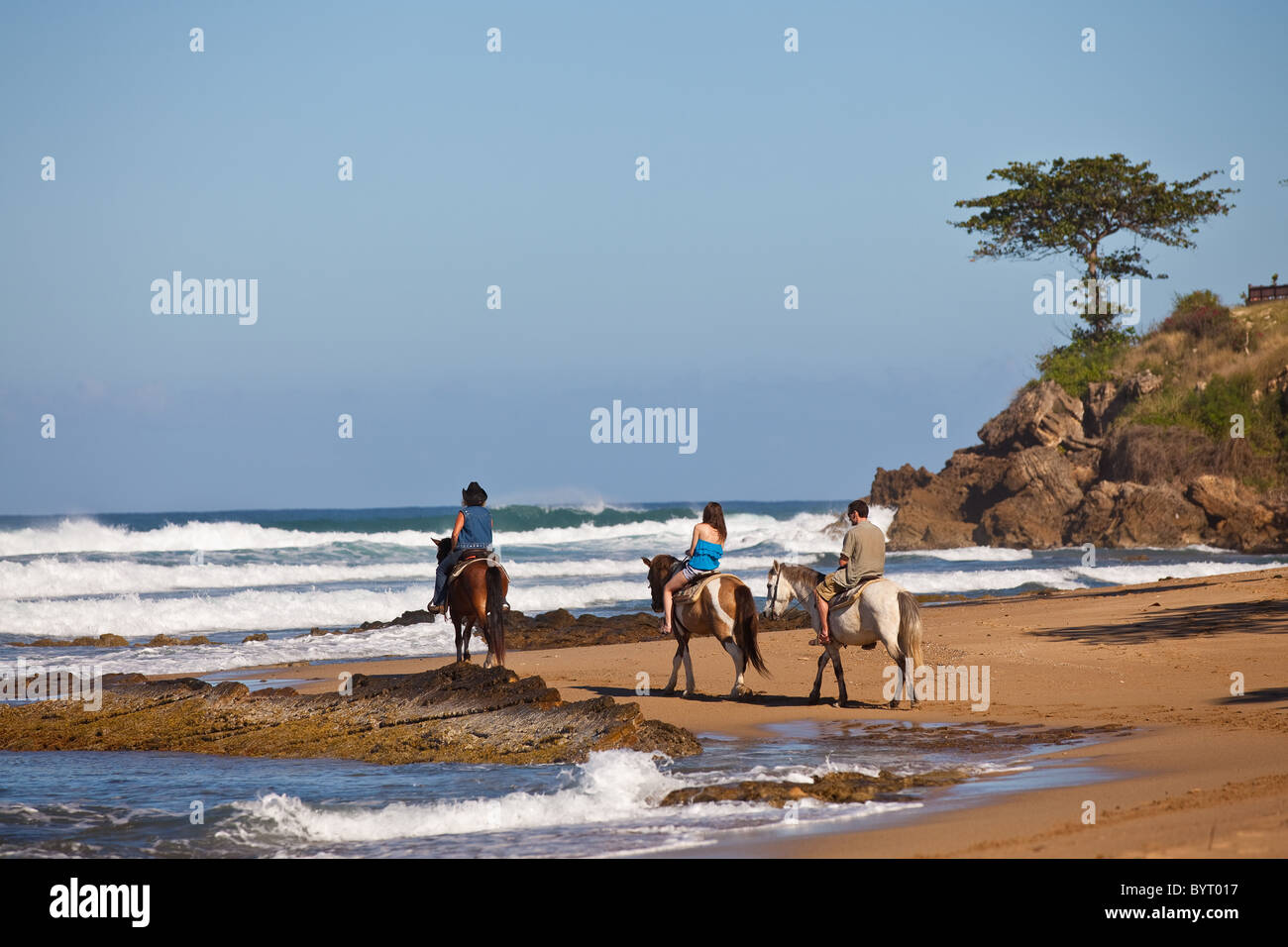 Horseback riders at Las Marias beach in Rincon Puerto Rico Stock Photo ...