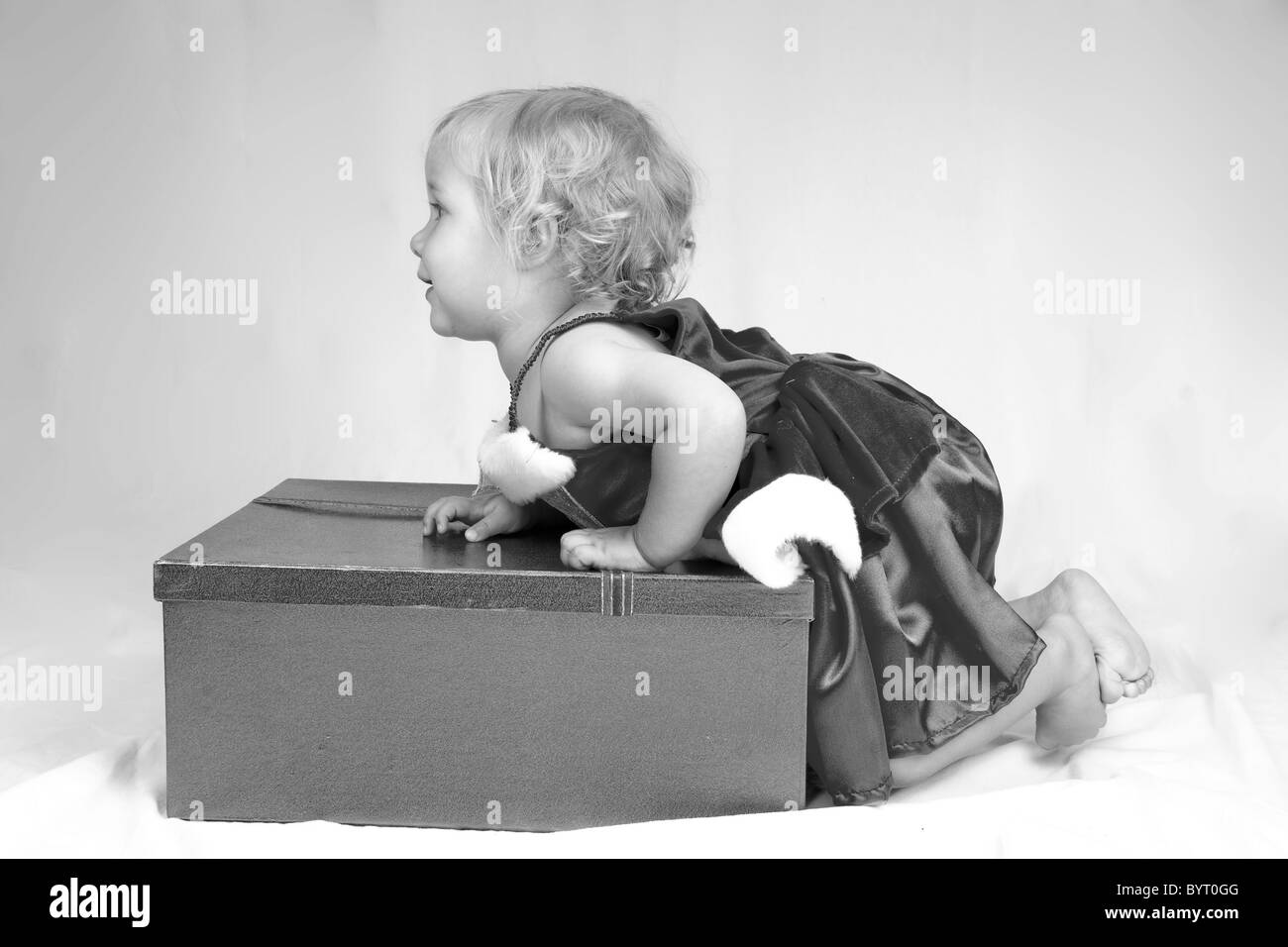 Girl having fun playing Black and White Stock Photos & Images - Alamy