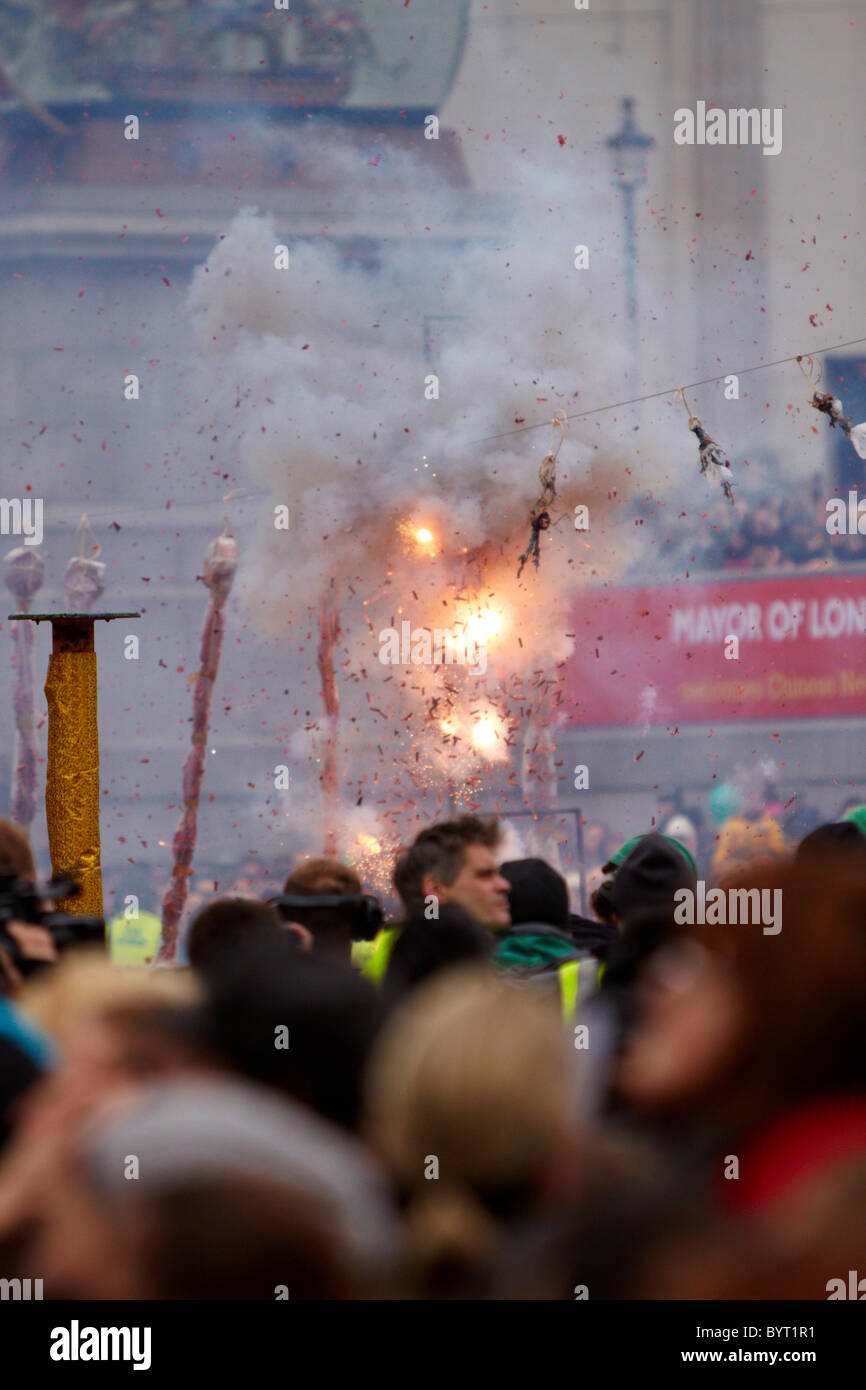 Firecrackers during Chinese New Year celebrations in London Stock Photo ...