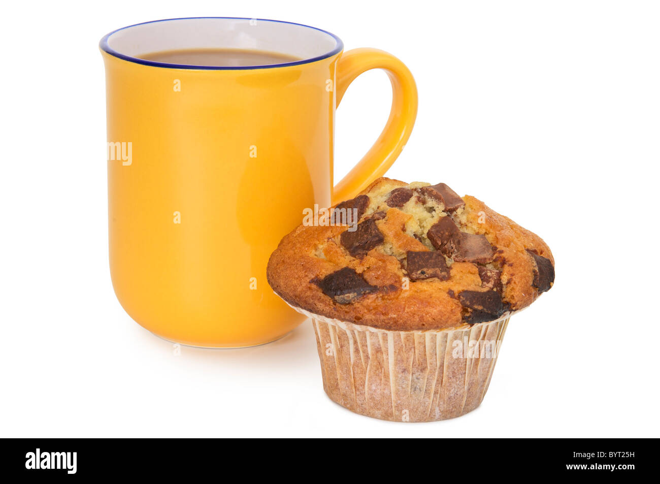 Yellow mug & muffin Stock Photo - Alamy