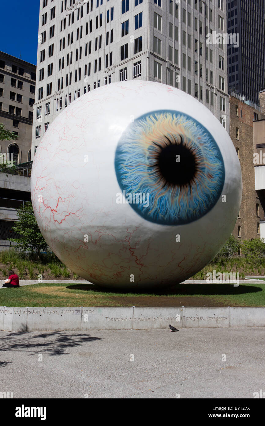 Eye, sculpture by Tony Tasset, Pritzker Park, Chicago, Illinois, USA ...
