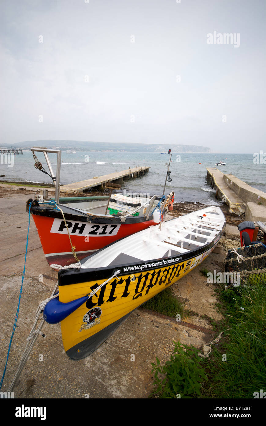 Swanage Hampshire England UK Beach Fishing Boat Gig Stock Photo - Alamy