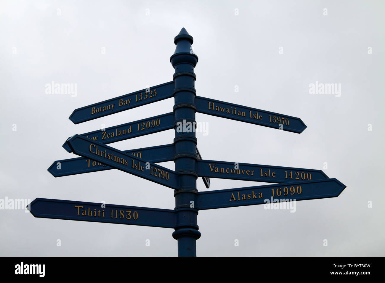 Sign Post at Whitby Yorkshire England uk Stock Photo - Alamy