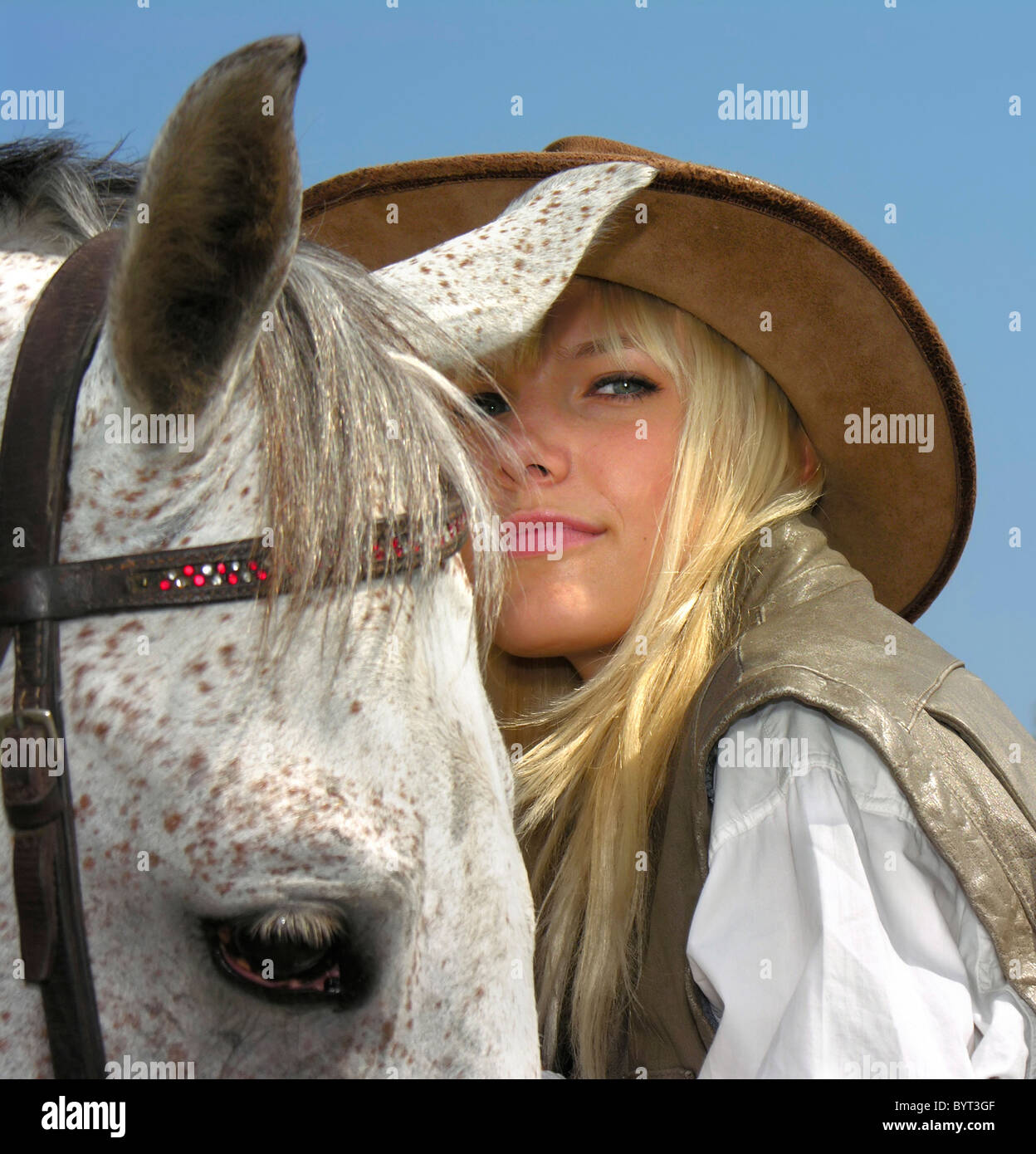 beautiful girl in country style Stock Photo - Alamy