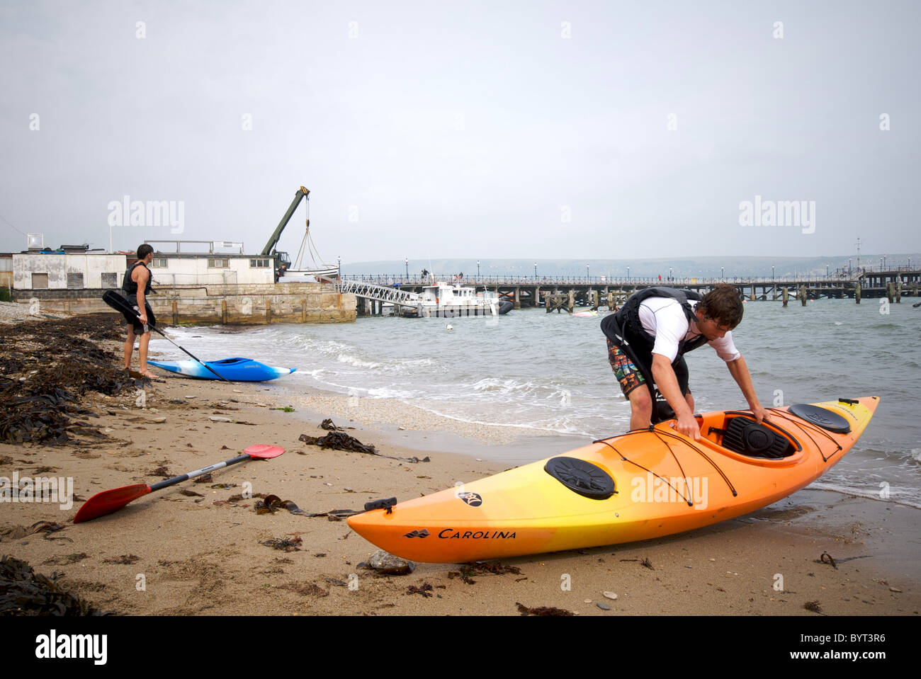 Swanage Hampshire England UK Beach Wind Surf Board Canoe Stock Photo ...