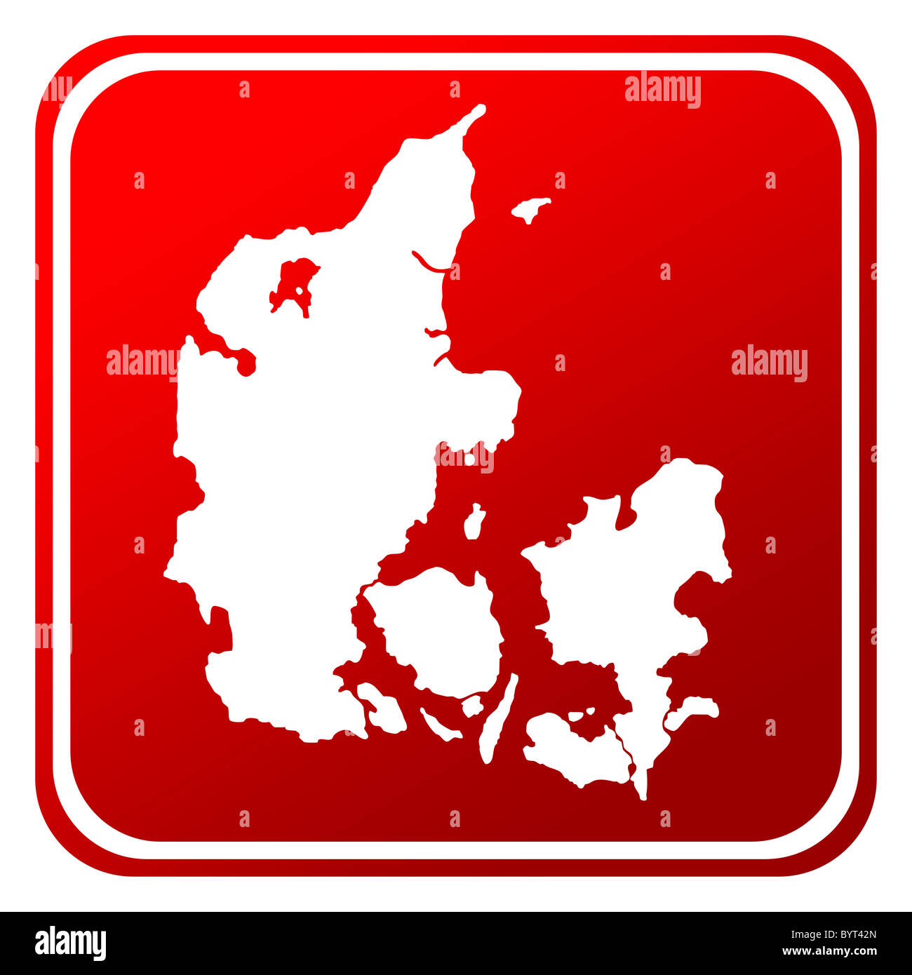 Red Denmark map button isolated on white background Stock Photo - Alamy