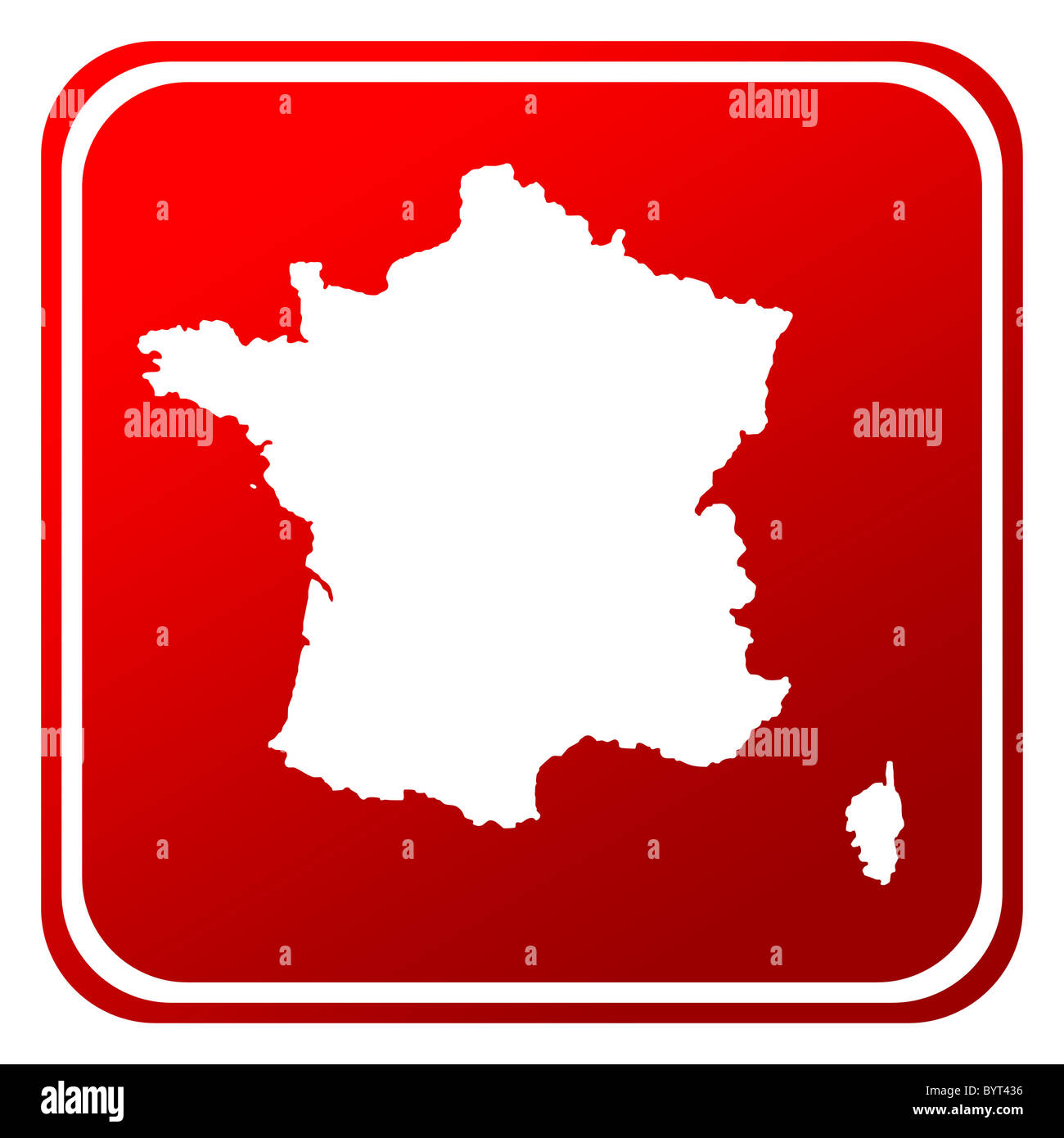 Red France map button isolated on white background Stock Photo - Alamy