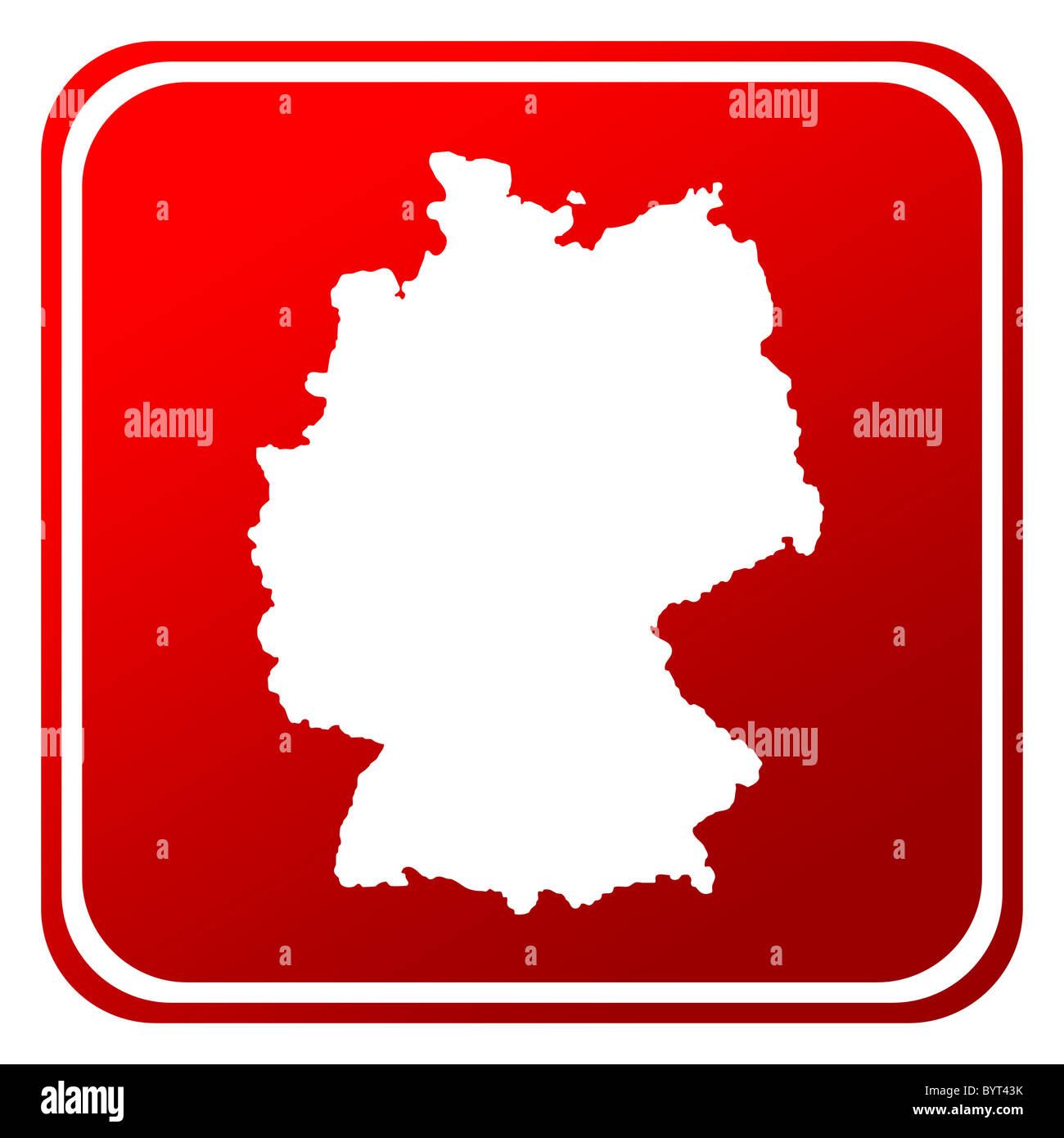 Red Germany map button isolated on white background Stock Photo - Alamy