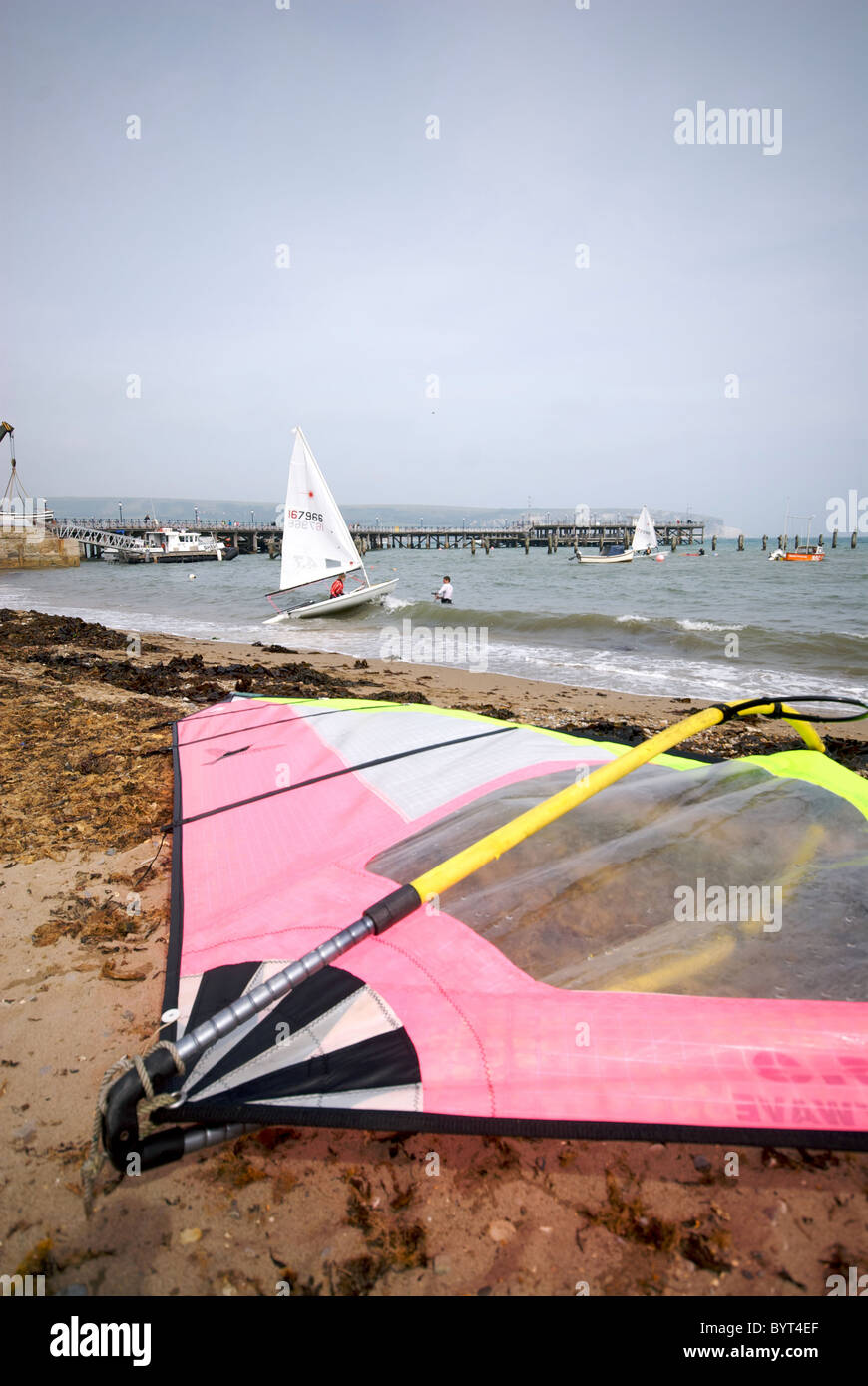 Swanage Hampshire England UK Beach Wind Surf Board Stock Photo - Alamy
